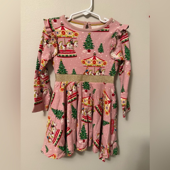 Mini Boden | Dresses | Mini Boden Pink Christmas Carousel Kids Dress ...